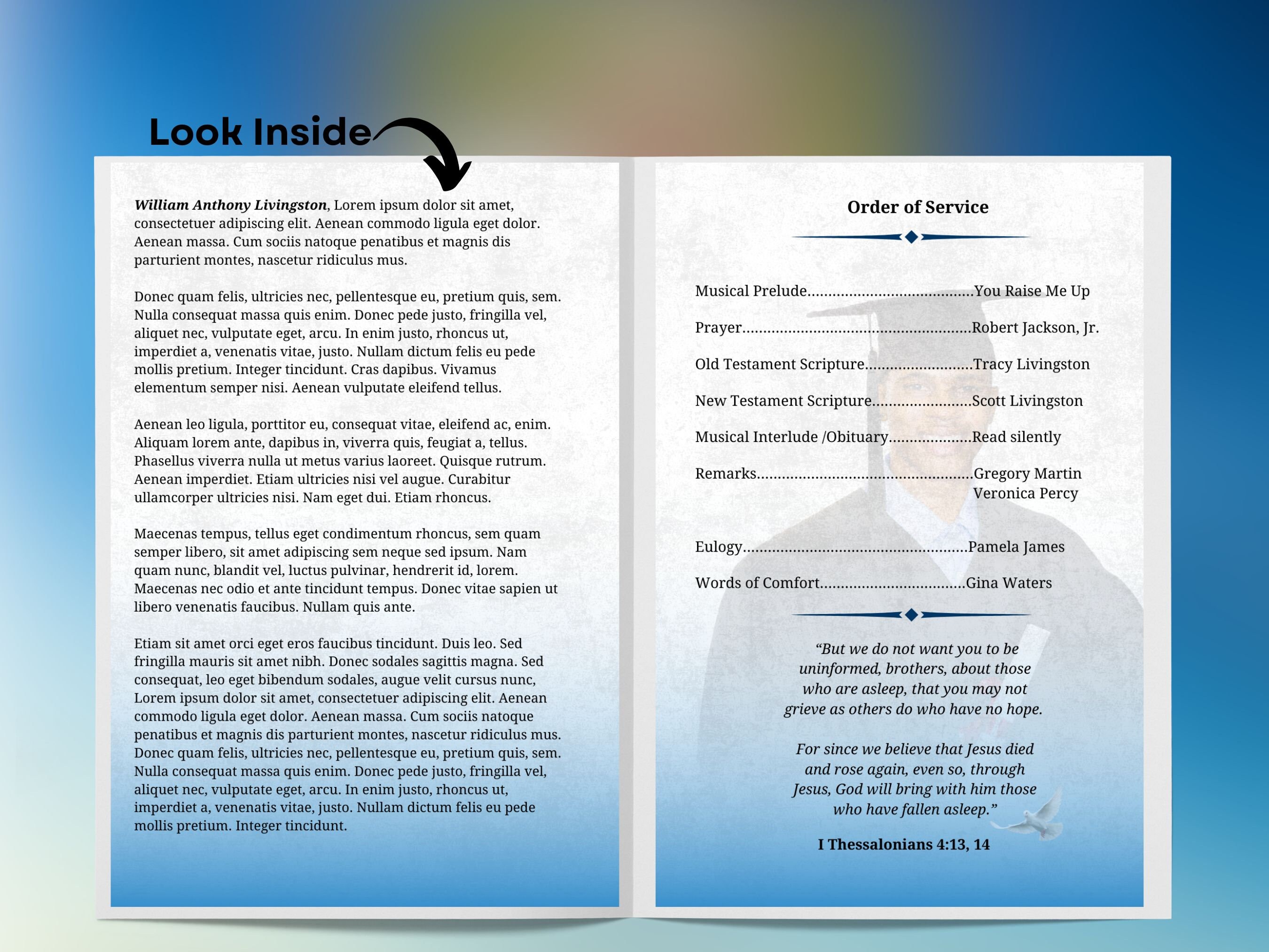 Funeral Program Template for Loved One Graveside Memorial Service Canva ...