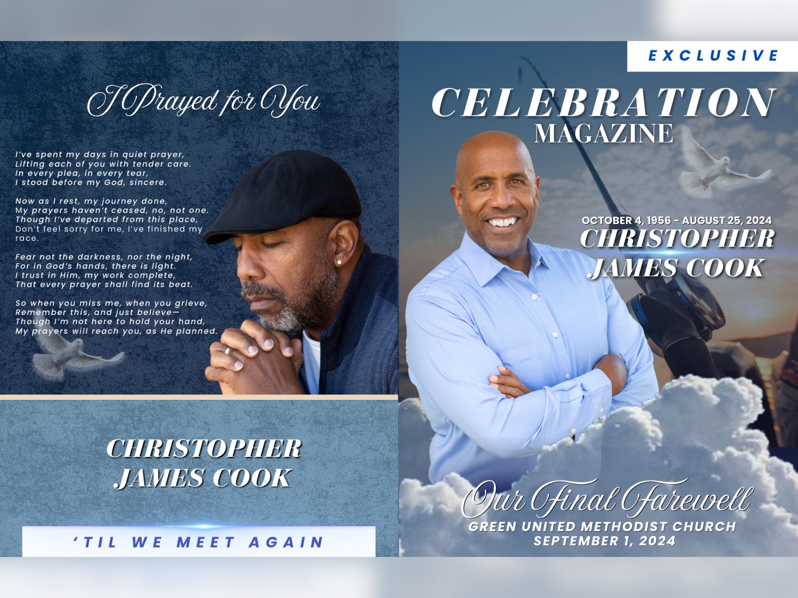 Editable Photo Memorial Keepsake Book Magazine Style Funeral Program ...