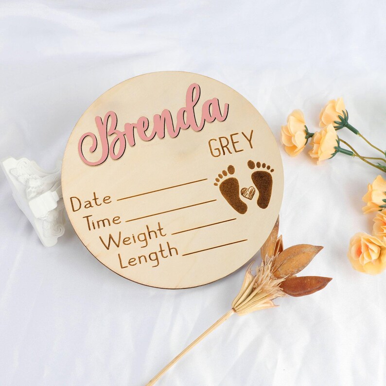 Baby Announcement Sign, Custom Baby Name With Birth Stats, Baby Name ...
