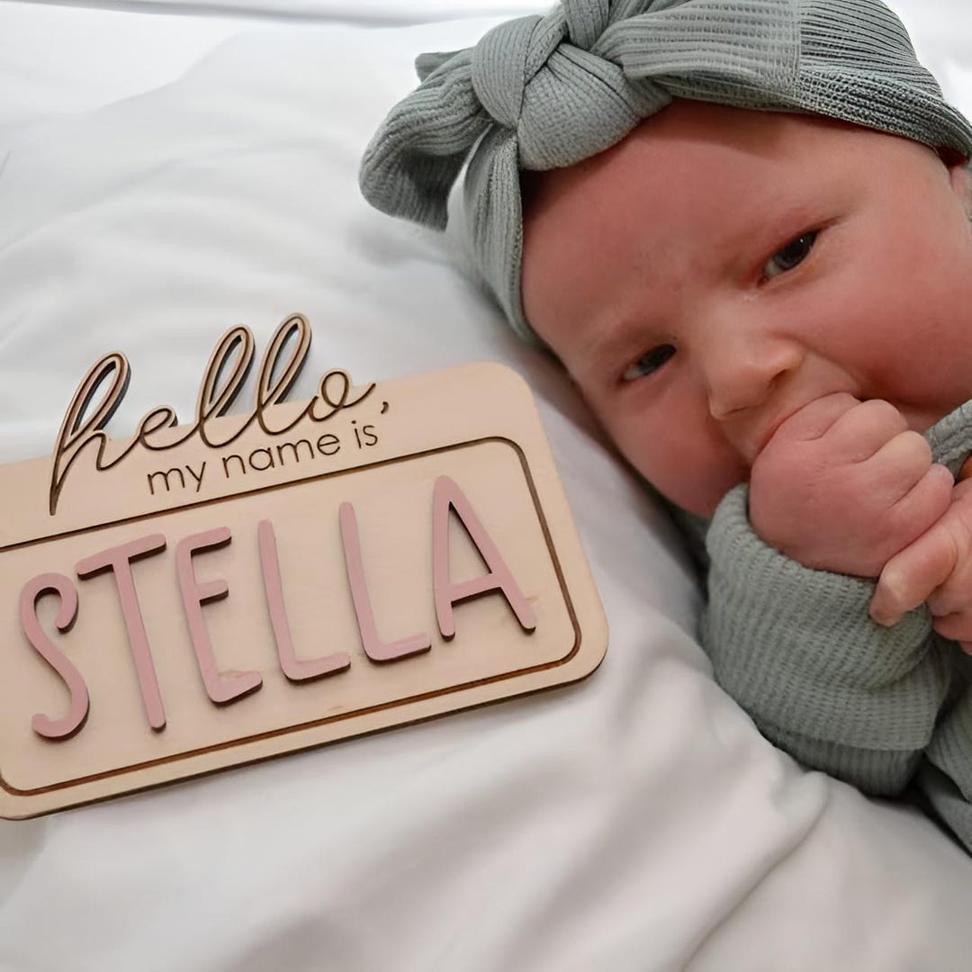 Custom Hello My Name is Baby Announcement Sign for Hospital, Baby Name ...