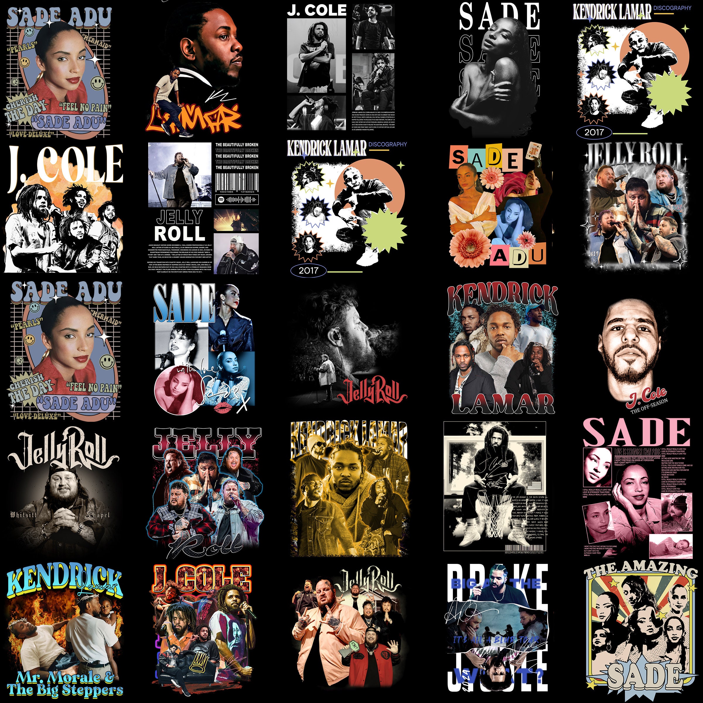 60 Bundle Music Style Designs, Hip Hop Design Bundle, Rap T-shirt ...