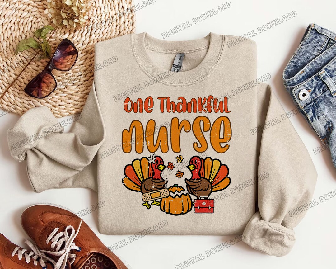 One Thankful Nurse Turkey Thanksgiving Fall Scrub Top Women - Etsy