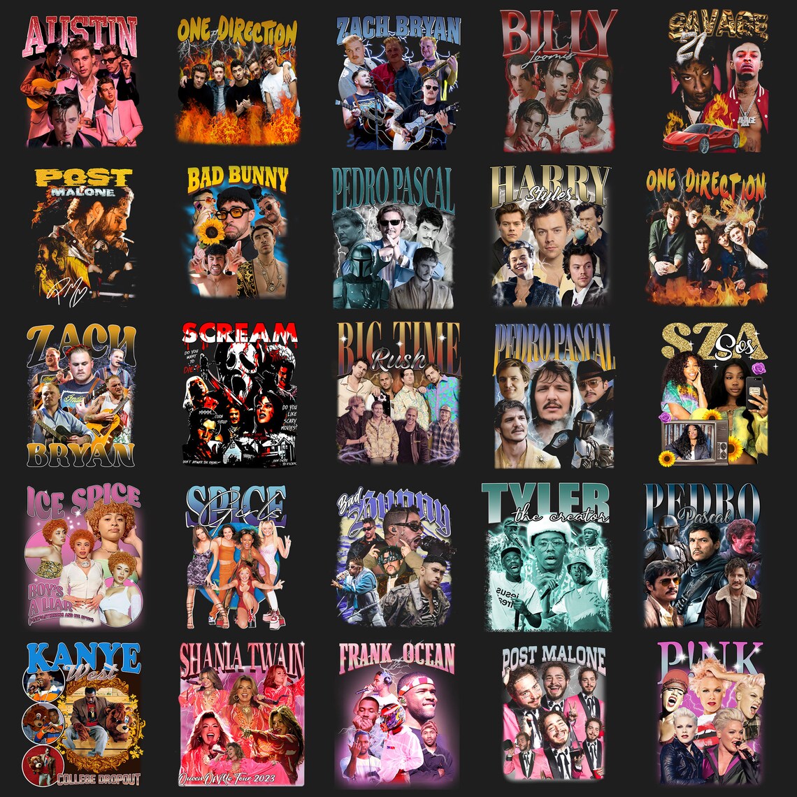 85 Bundle Bootleg Style Designs, Hip-Hop-Design-Bundle, T-Shirt-Designs ...