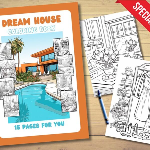 Dream House Coloring - Etsy