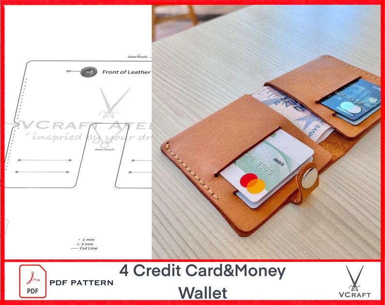Leather Wallet Template PDF | DIY Wallet Pattern (digital Download) - Etsy