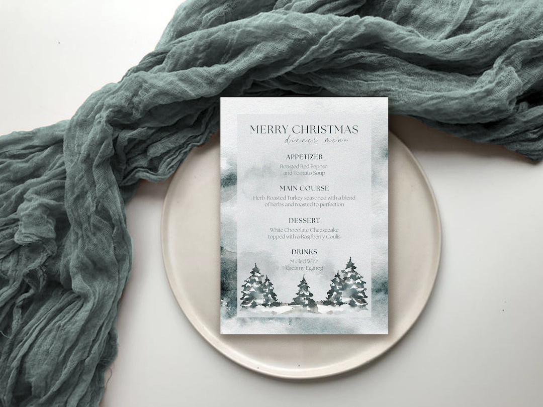 Merry Christmas Dinner Menu Template Winter Wonderland Menu - Etsy