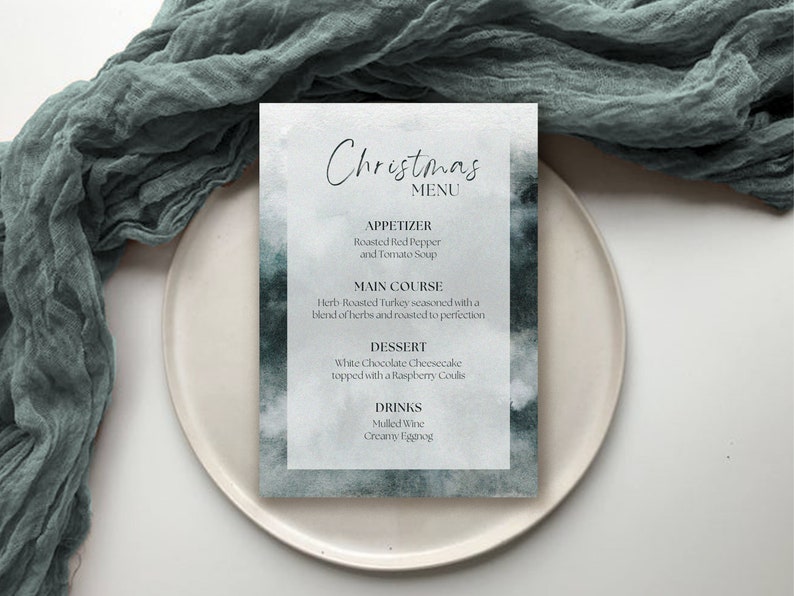 Christmas Dinner Menu Template, Merry Christmas Menu Card, Winter ...