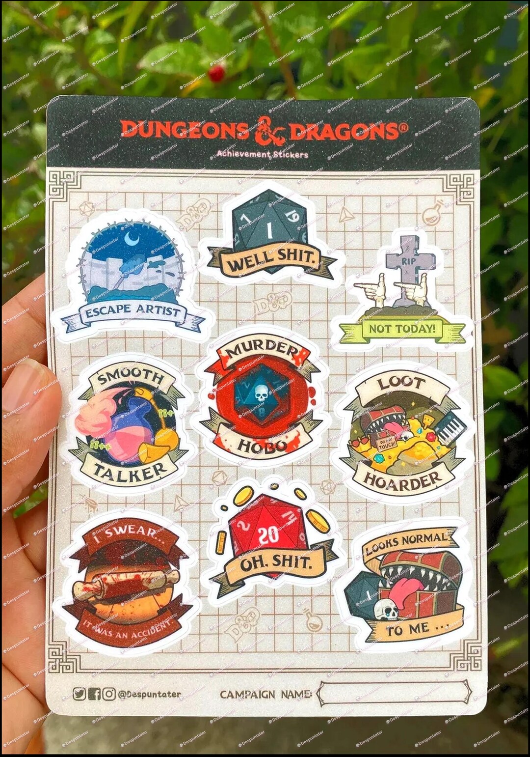 Stickers Sheets - DND Achievements - Etsy