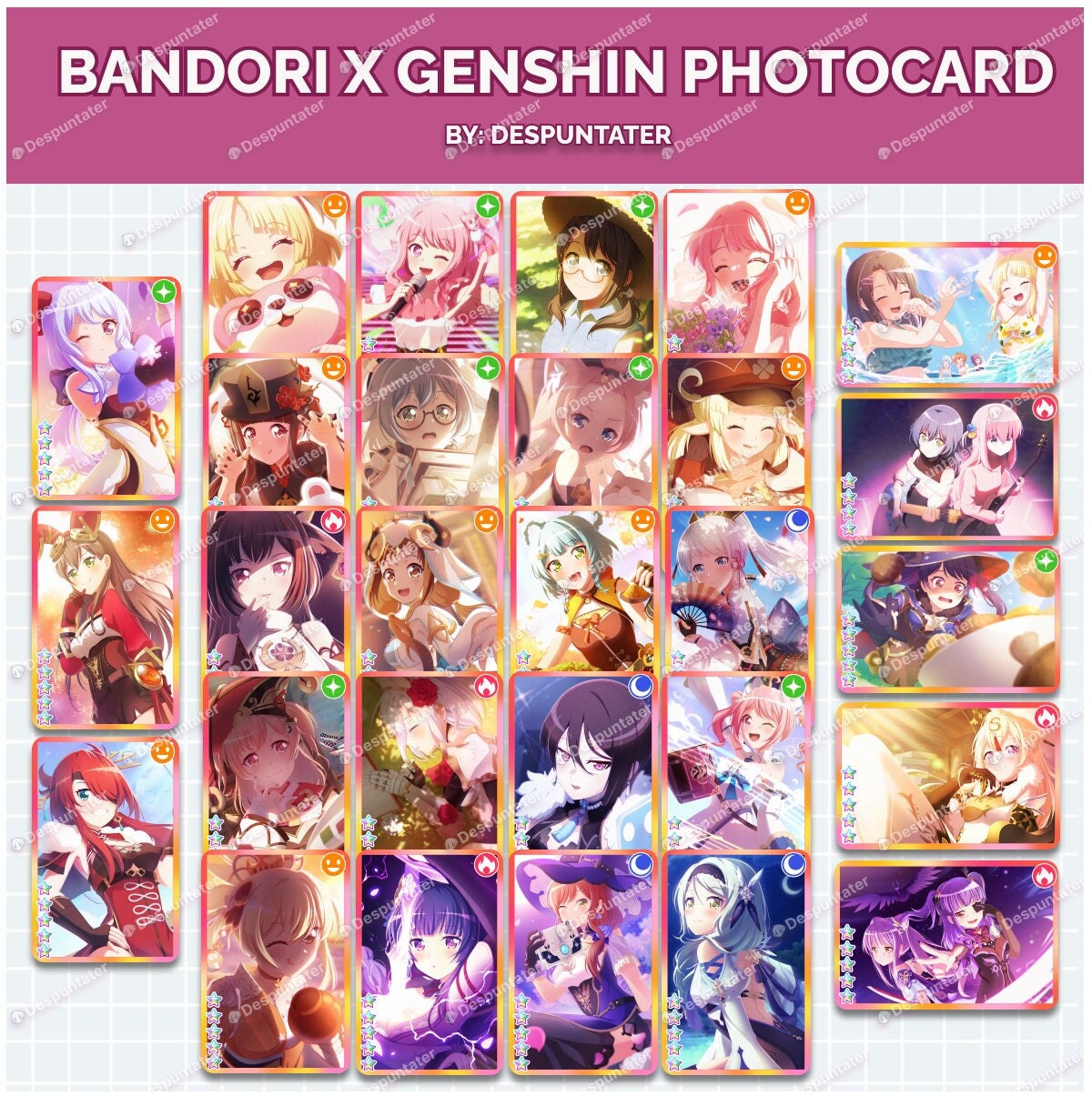 Bandori X Genshin Impact Photocard - Etsy