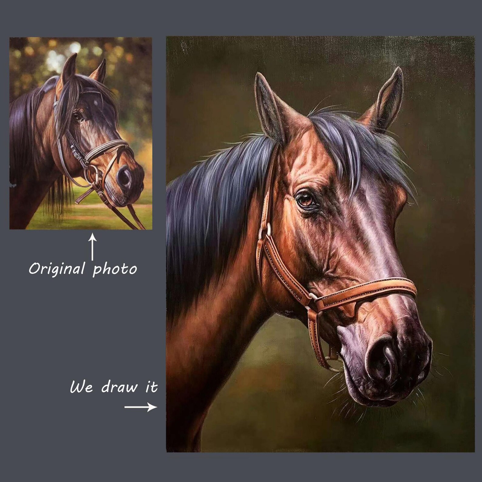 Custom Realistic Pet Portraits From Photo, Photo to Dog Portrait 100% ...