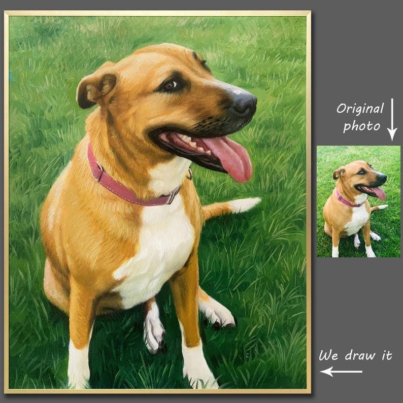 Custom Realistic Pet Portraits From Photo, Photo to Dog Portrait 100% ...