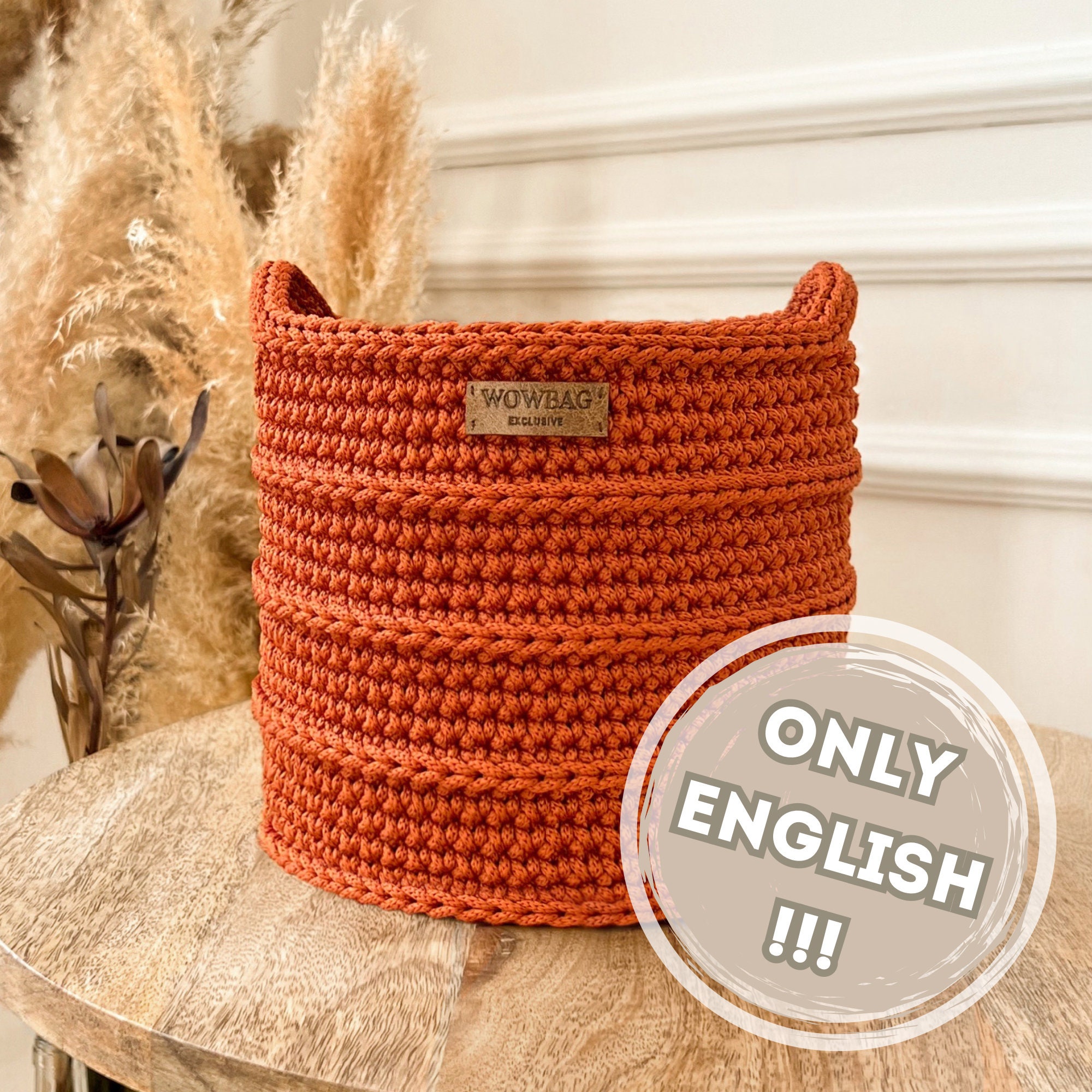 Crochet Basket Pattern With Handles Crocheted Laundry Storage Home ...