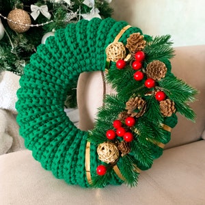 Crochet Pattern Wreath Christmas Crochet Door Wreath Crochet - Etsy UK