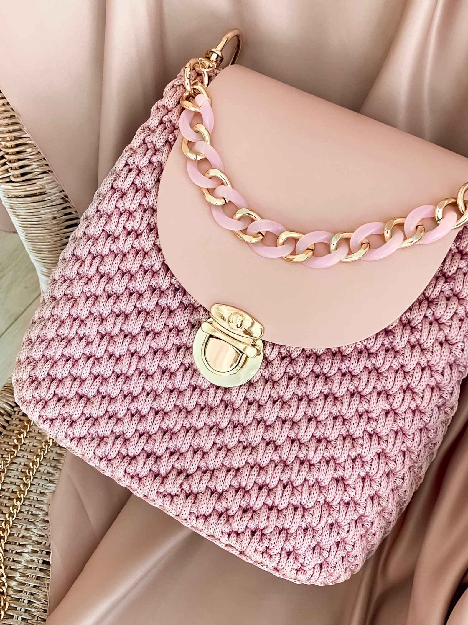 Crochet Flap Bag Pattern DIY Luxury Purse Tutorial Crocheted Handbag ...