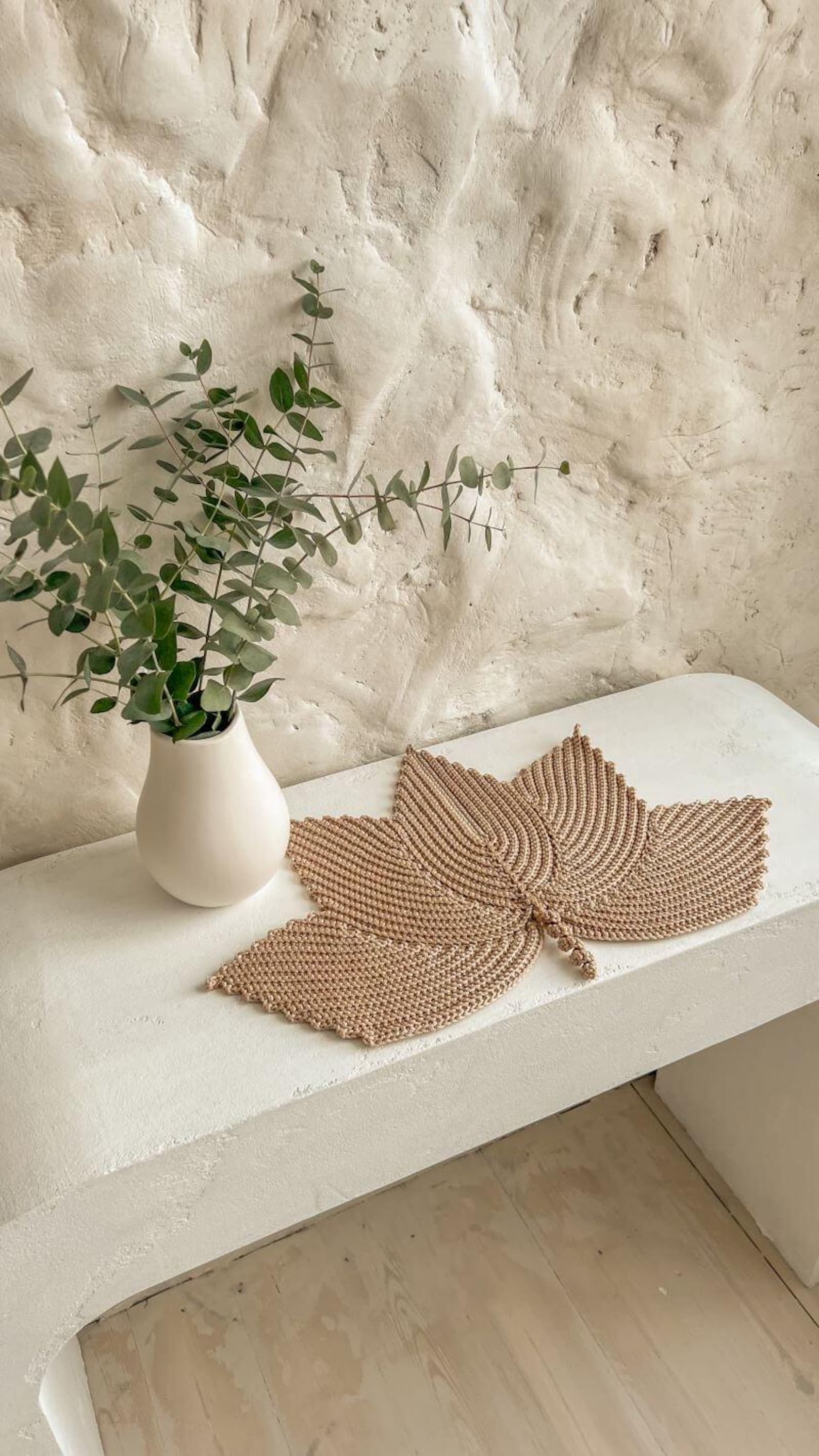 Crochet Placemat Pattern Table Mat Leaf Shape Doily DIY Tutorial PDF ...