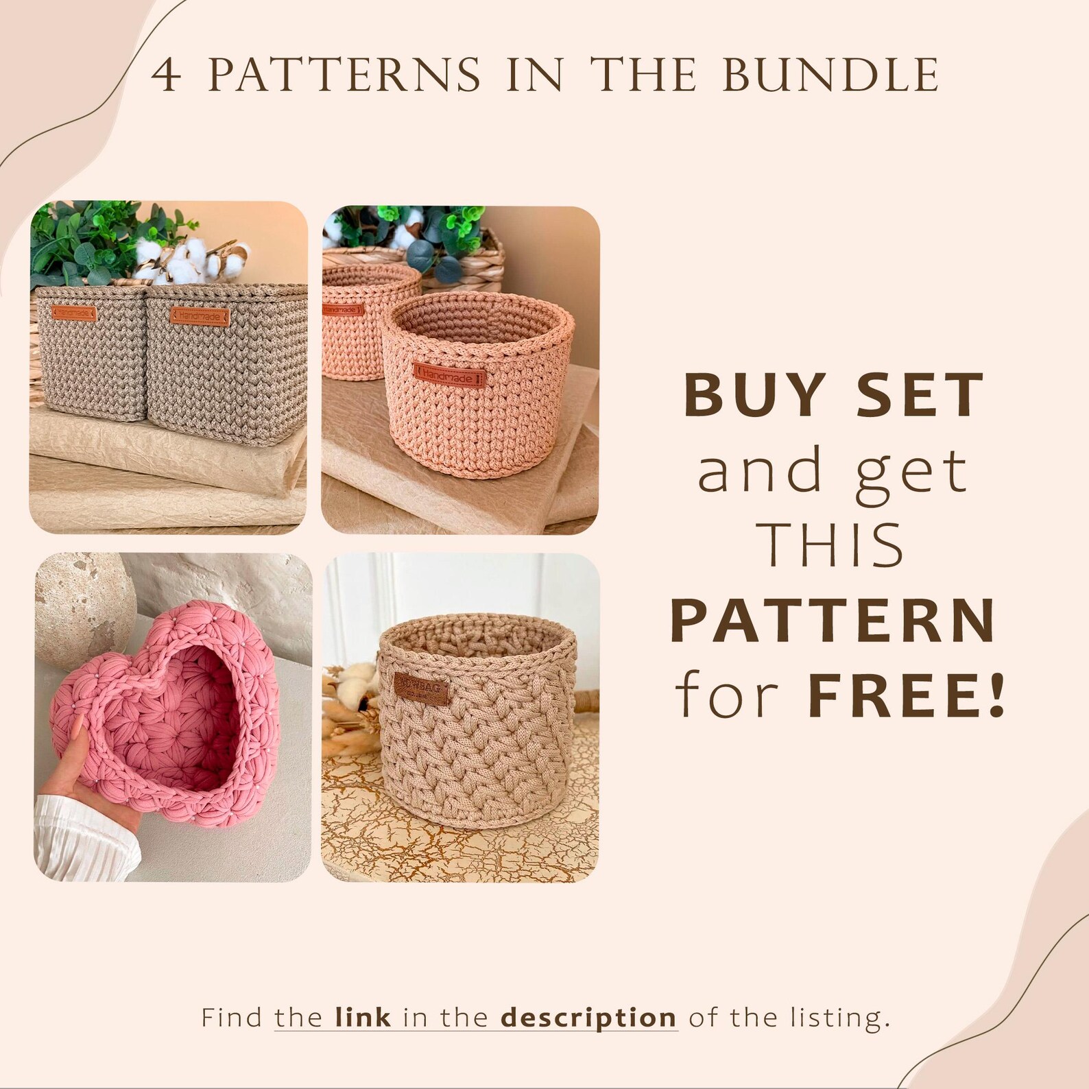 Crochet Square Basket Pattern, Home Storage Decor (PDF Pattern) - Etsy
