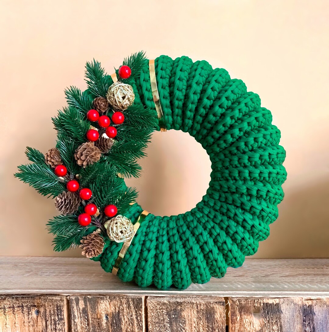 Crochet Pattern Wreath Christmas Crochet Door Wreath Crochet - Etsy UK