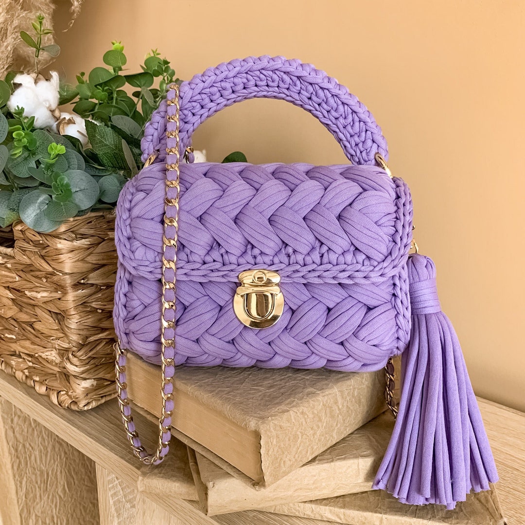 Crochet Pattern Bag Tshirt Yarn Crochet Bag Pattern T Shirt Purse ...