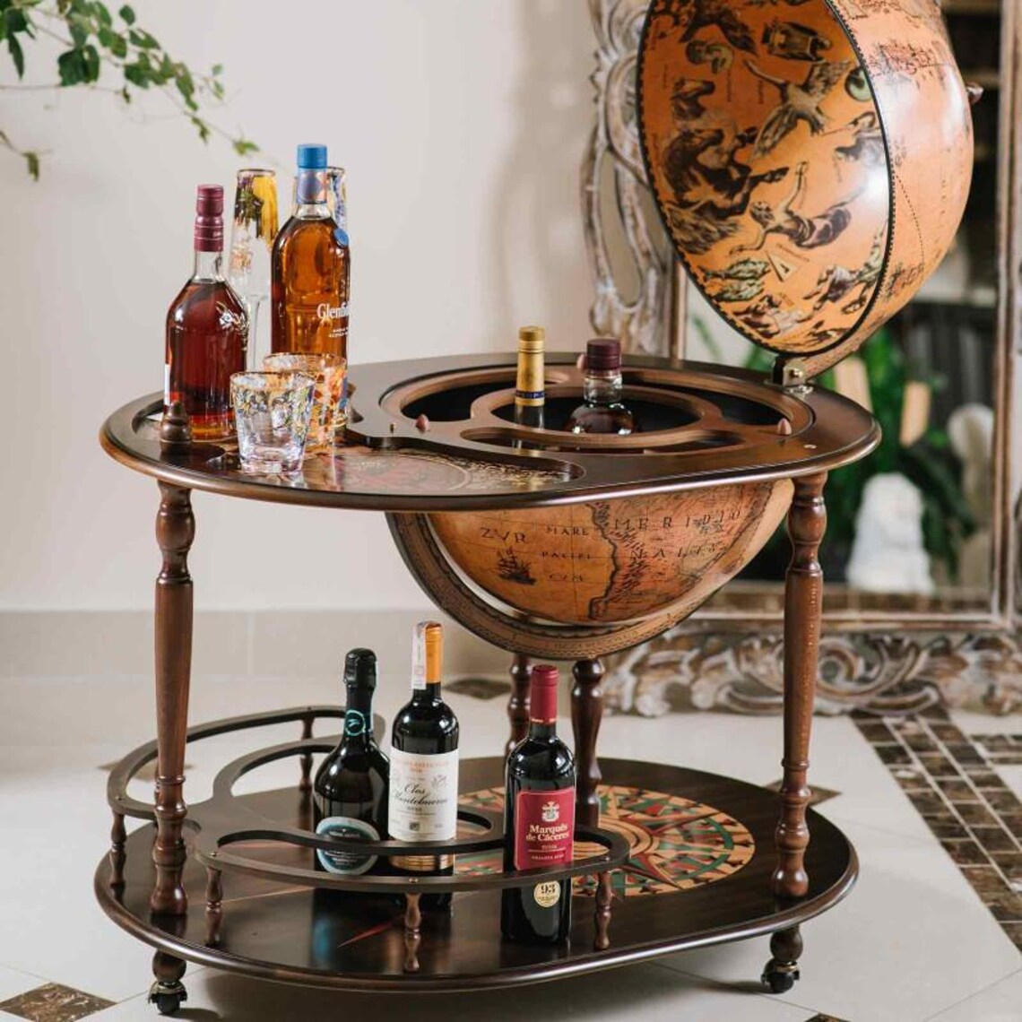Zoffoli Globe Bar Elegant Bar Cabinet With Side Tray Artemide - Etsy