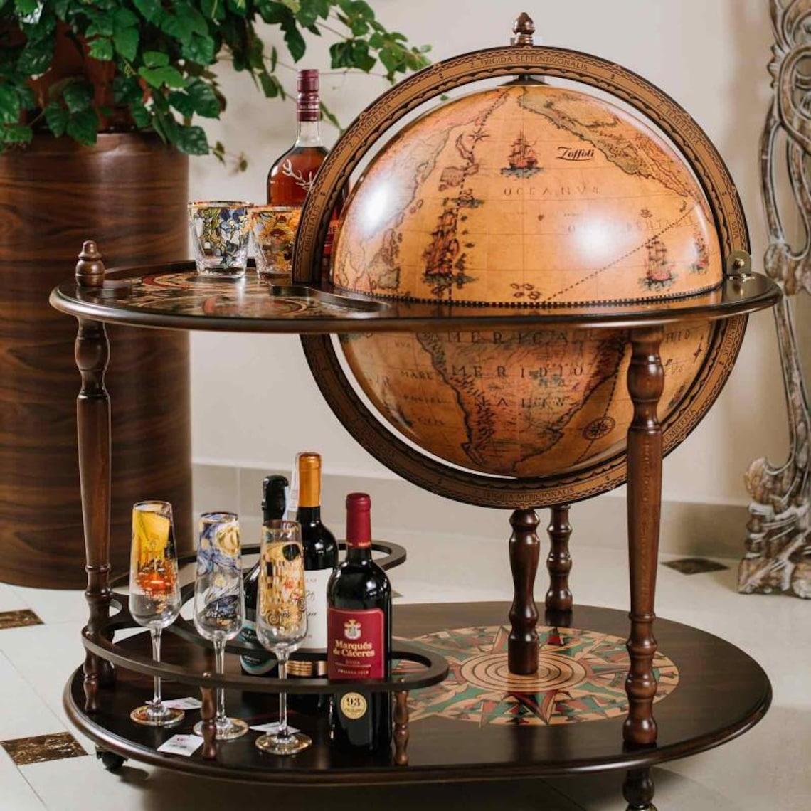 Zoffoli Globe Bar Elegant Bar Cabinet With Side Tray Artemide - Etsy