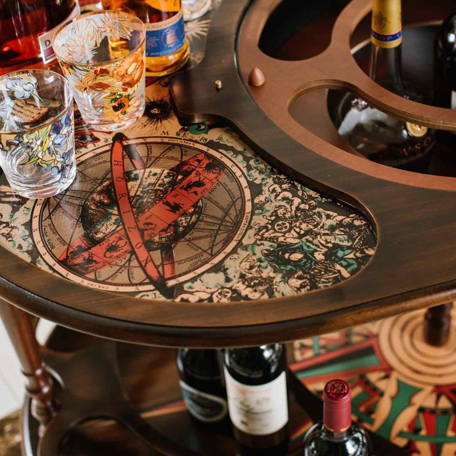 Zoffoli Globe Bar Elegant Bar Cabinet With Side Tray Artemide - Etsy