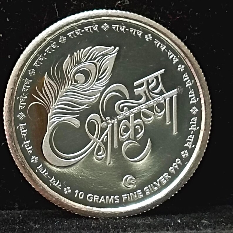 100% Pure Silver Radha Krishna Silver Coin 10 Grams Hindu Deity Coin ...