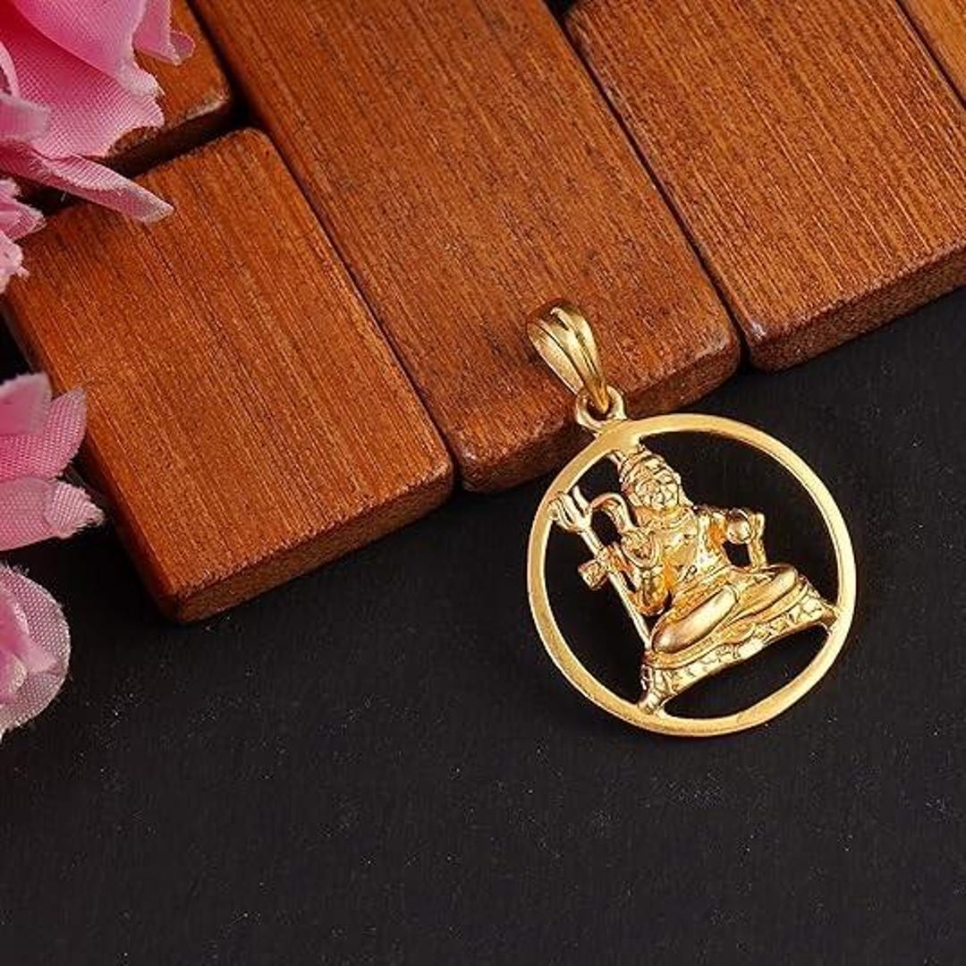 Gold Lord Shiva Pendant, Round Design, Shiva Medallion, Spiritual ...