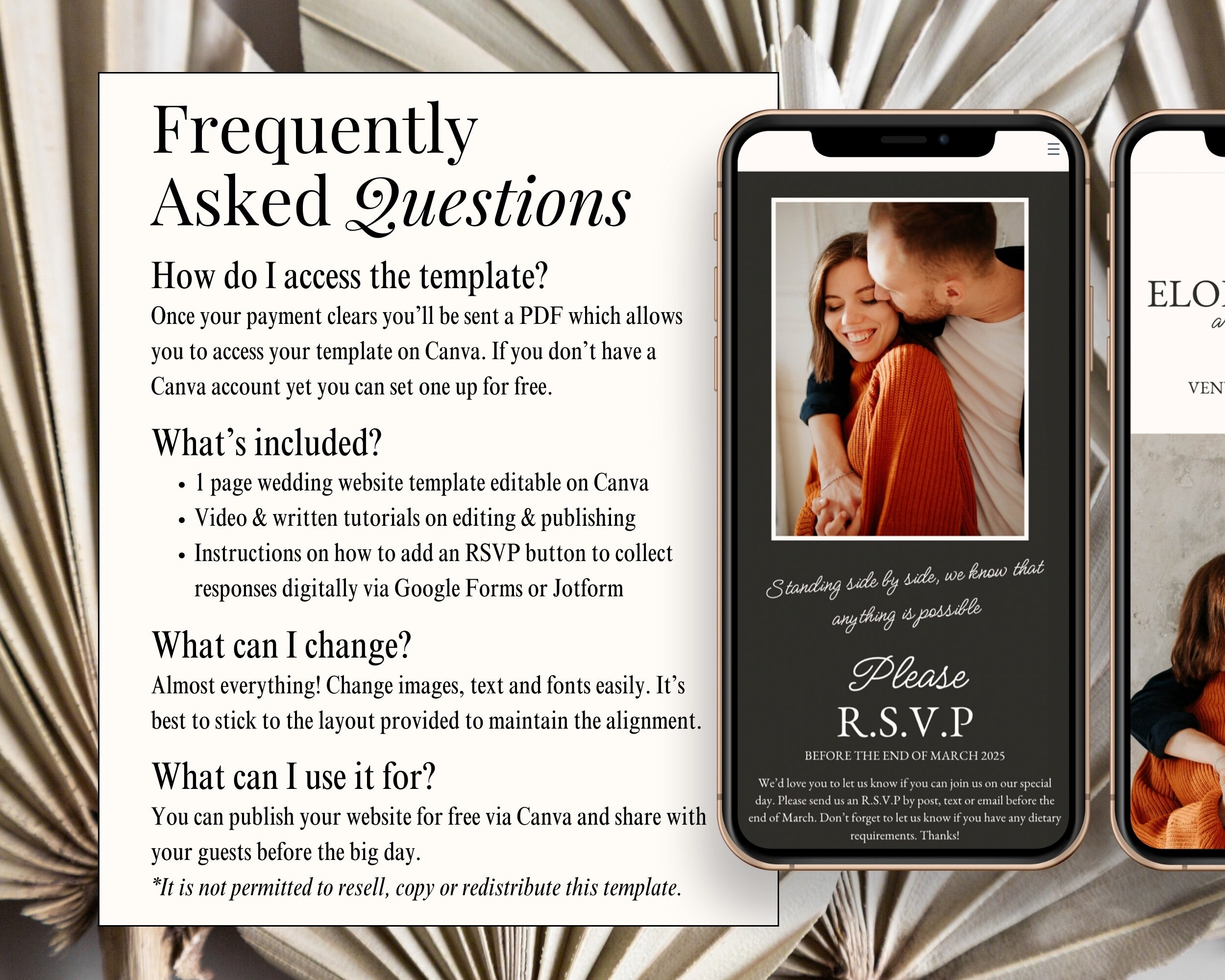 Canva Wedding Website Template for Digital RSVP, Elegant & Minimal ...