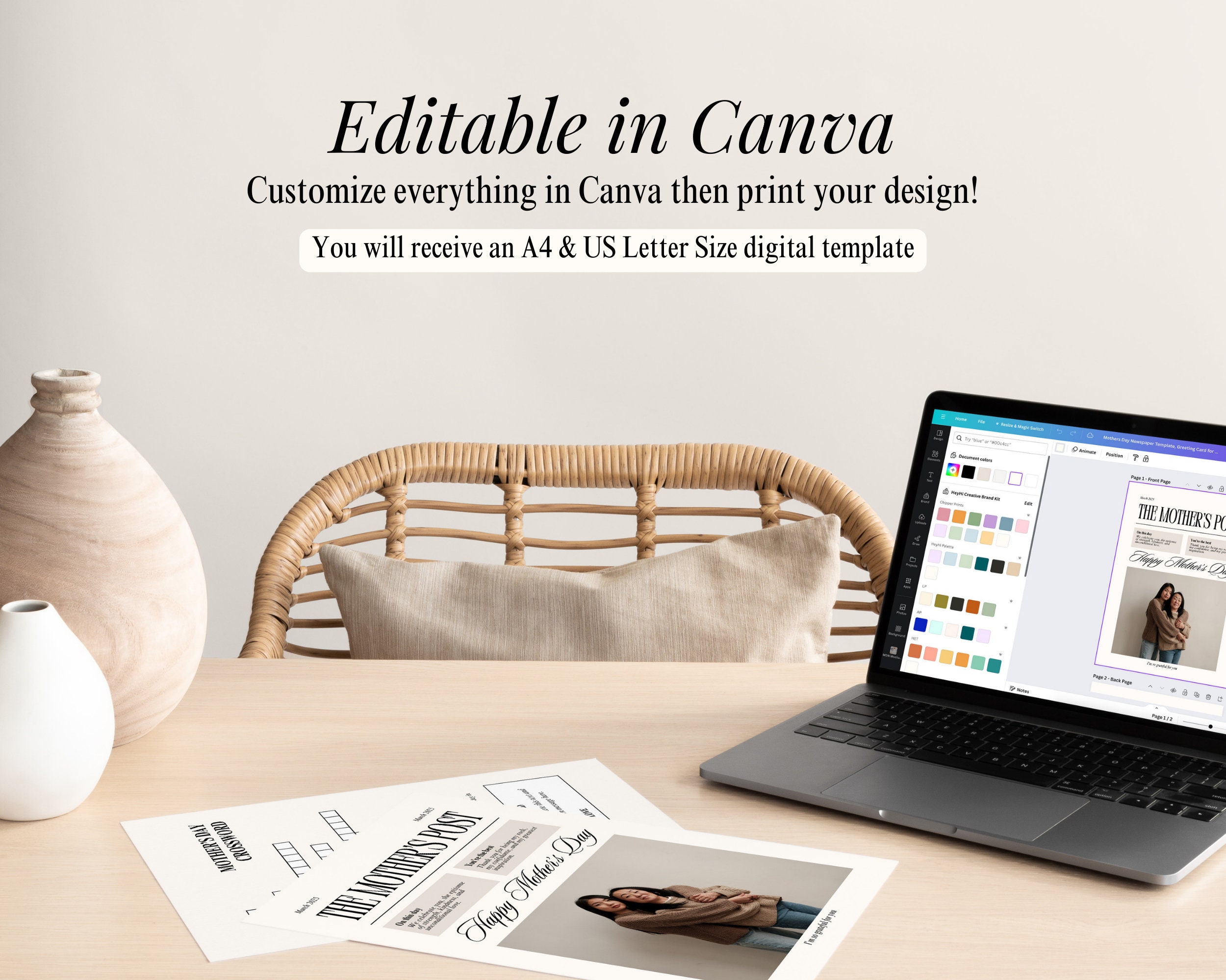 Mothers Day Newspaper Template, Greeting Card for Mum & Mom, Printable ...