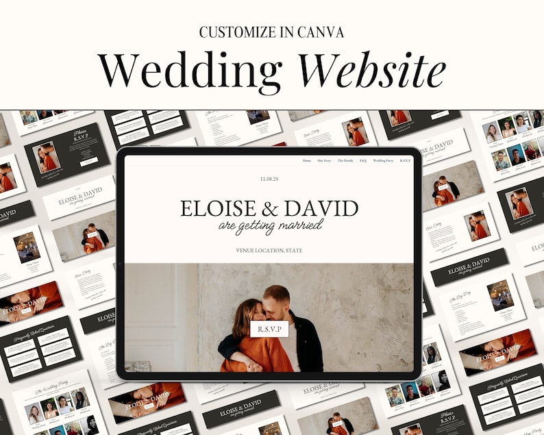 Canva Wedding Website Template for Digital RSVP, Elegant & Minimal ...