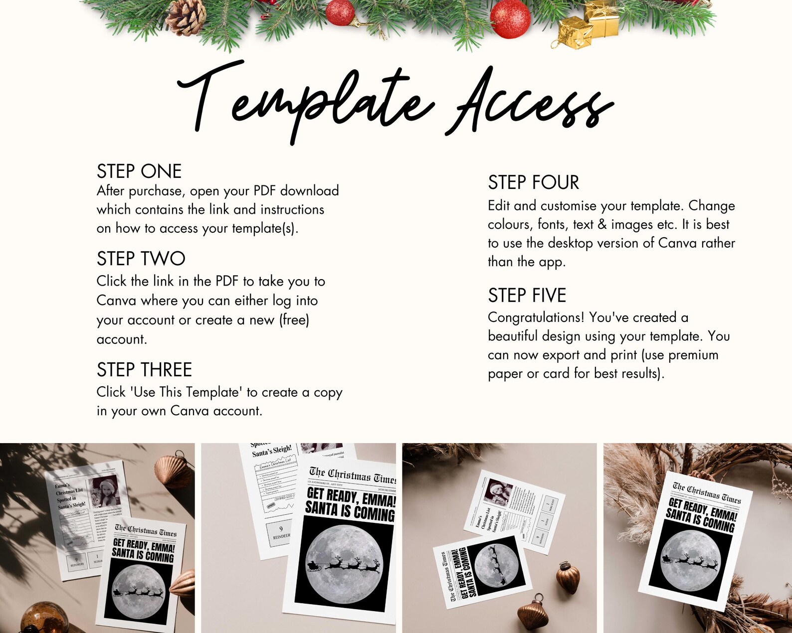 Christmas Newspaper Template, Editable in Canva, Christmas Eve Box ...