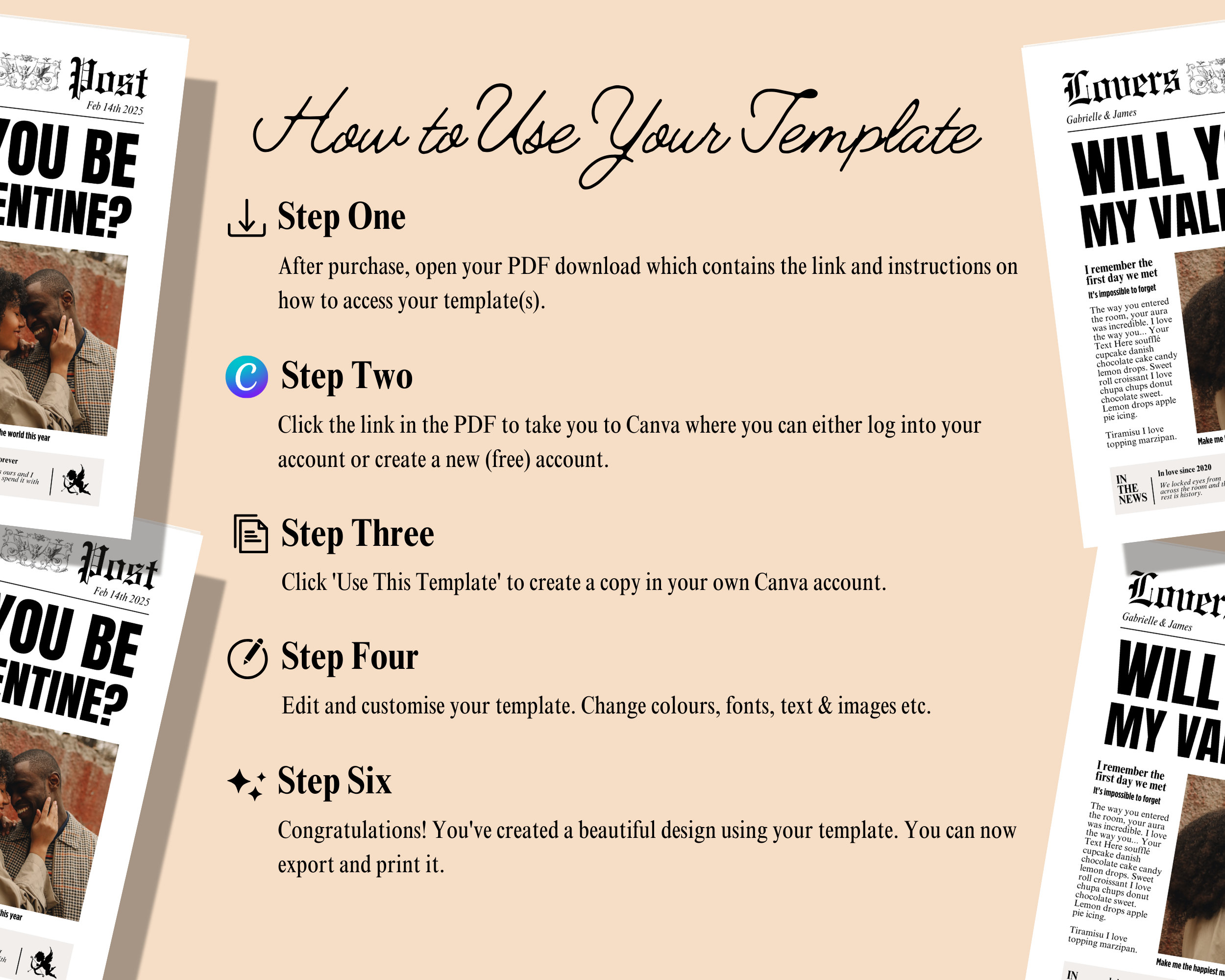 Valentine's Day Newspaper Template for Galentine's Gift, Editable ...