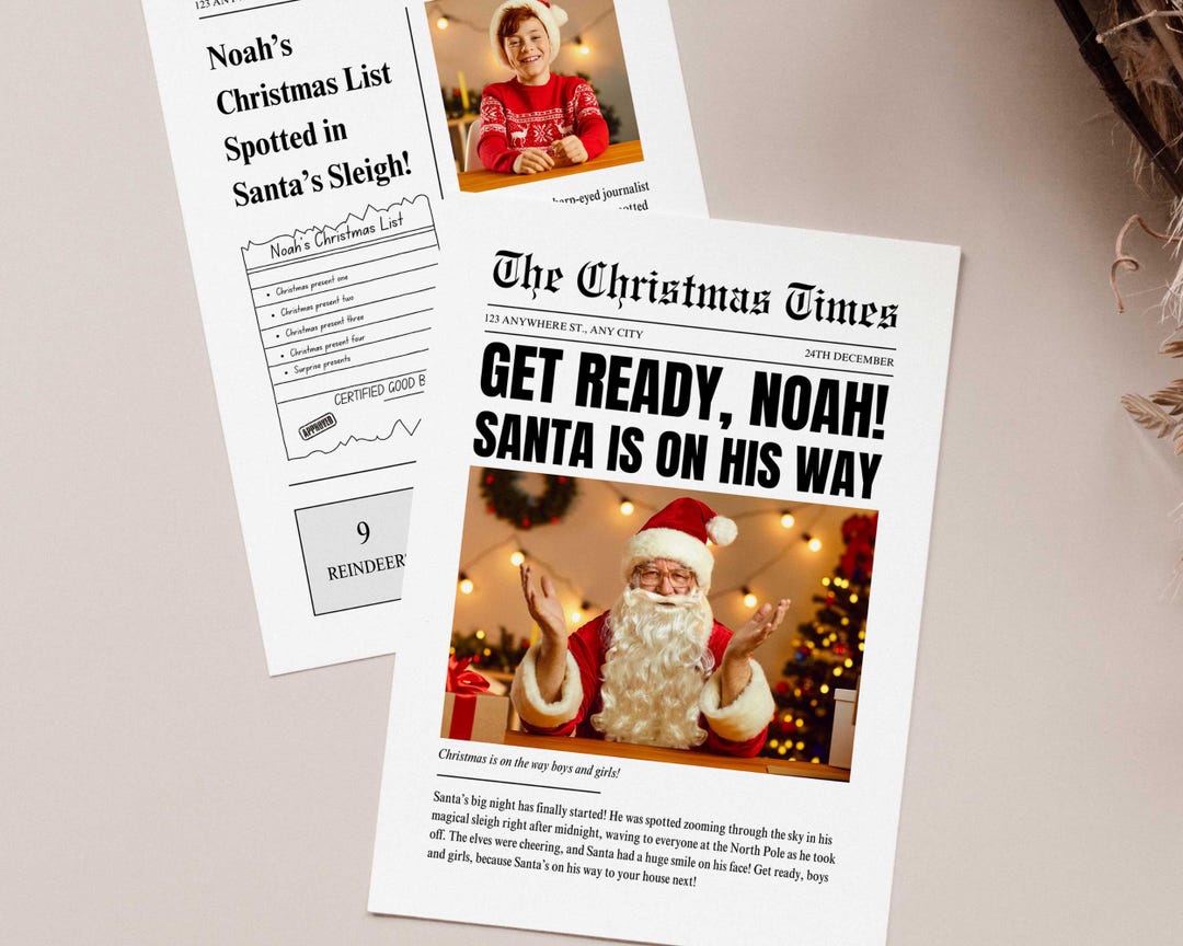 Custom Christmas Newspaper Template, Christmas Eve Box Filler for ...