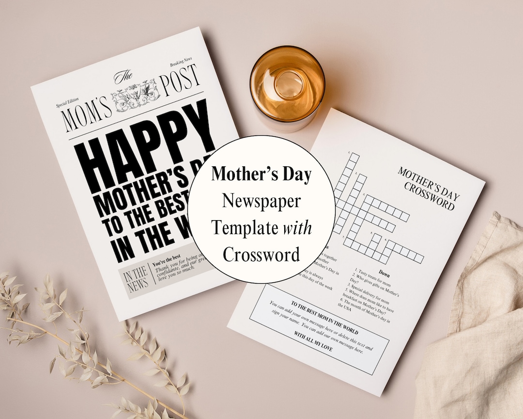 Mothers Day Newspaper Template, Make Your Own Greeting Card, Gift Idea ...