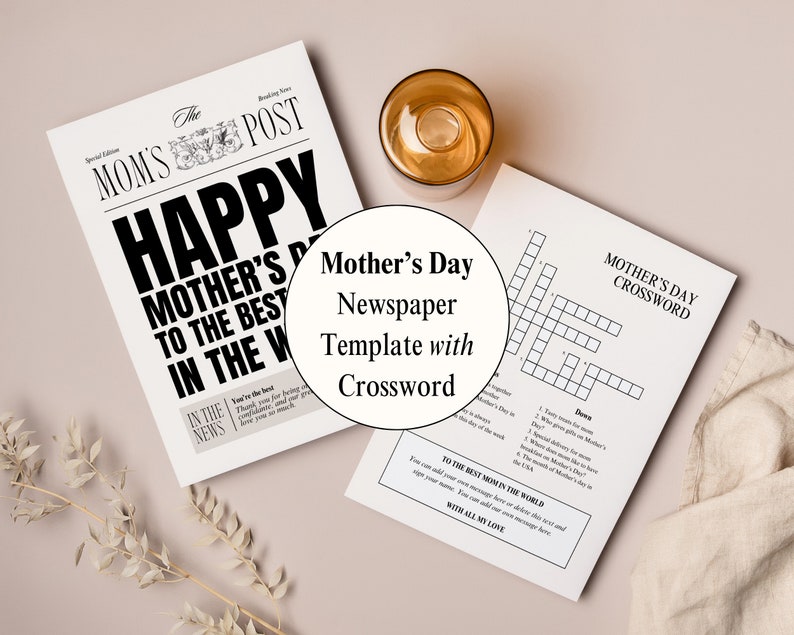 Mothers Day Newspaper Template, Make Your Own Greeting Card, Gift Idea ...