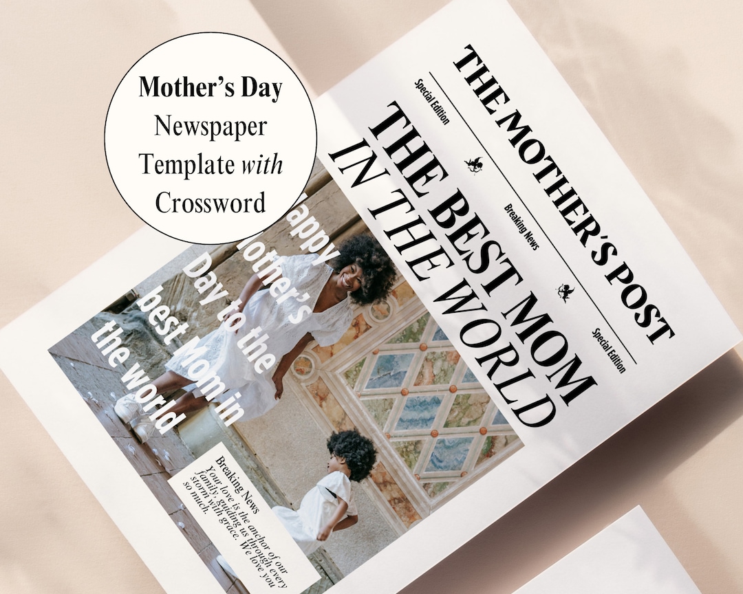 Mothers Day Newspaper Gift Idea, Template Editable in Canva, Printable ...