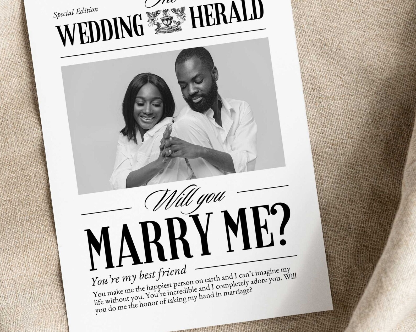 Will You Marry Me Proposal Newspaper, Canva Template, DIY Printable ...