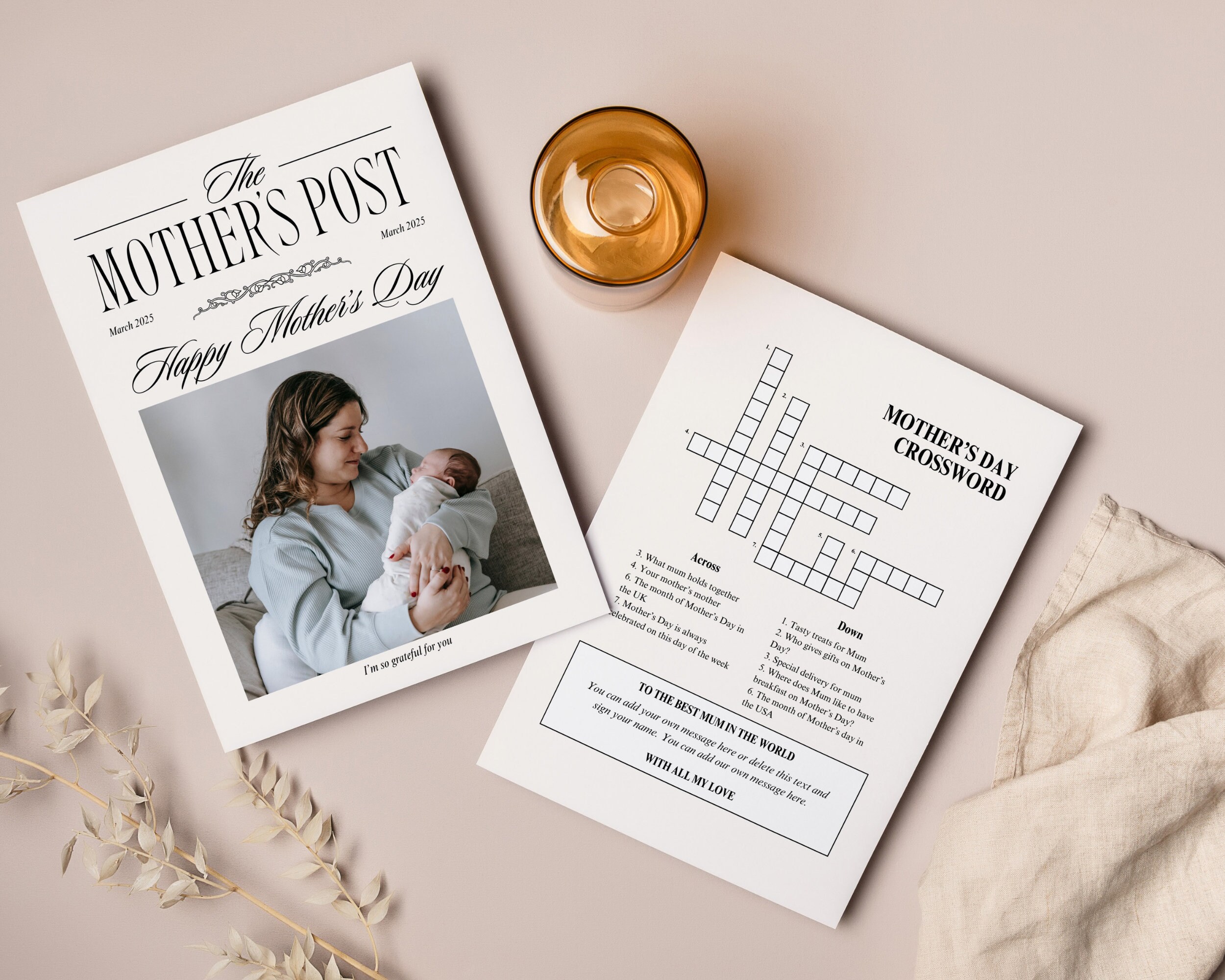 DIY Mothers Day Newspaper Template, Gift for Best Mum or Mom, Custom ...