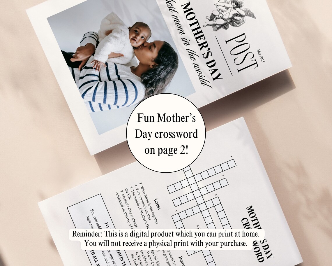 Mothers Day Newspaper Gift for Best Mom or Mum, Editable Canva Template ...