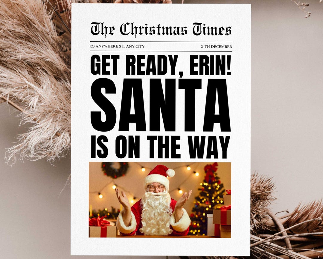 Christmas Newspaper Template, Personalized Christmas Eve Box Filler ...
