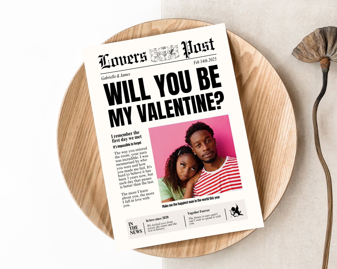 Will You Be My Valentine Newspaper Template for Partner, Best Friend or ...