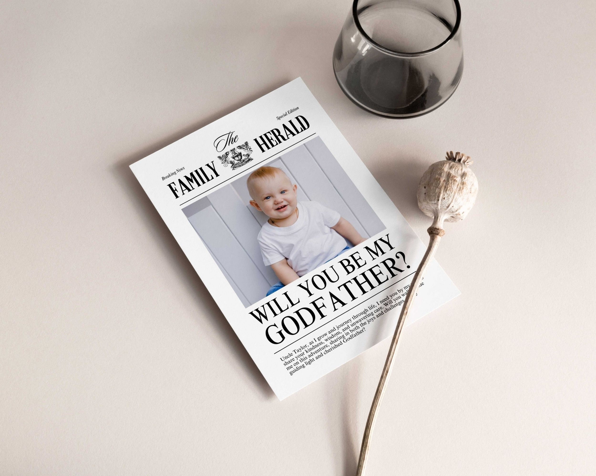 Godfather Proposal, Newspaper Template for Will You Be My Godparent ...