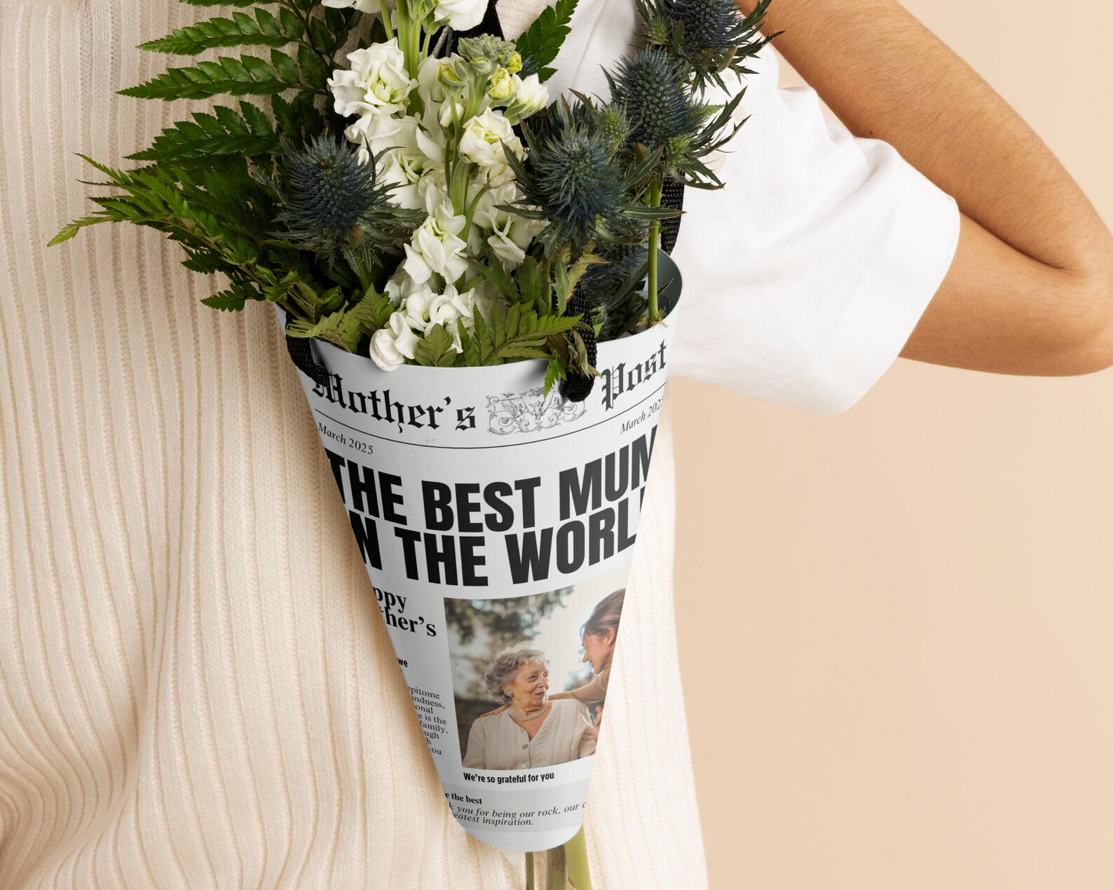 Mothers Day Newspaper Greeting Card, Template Editable in Canva, DIY ...