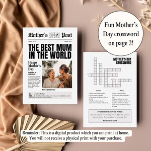 Mothers Day Newspaper Greeting Card, Template Editable in Canva, DIY ...