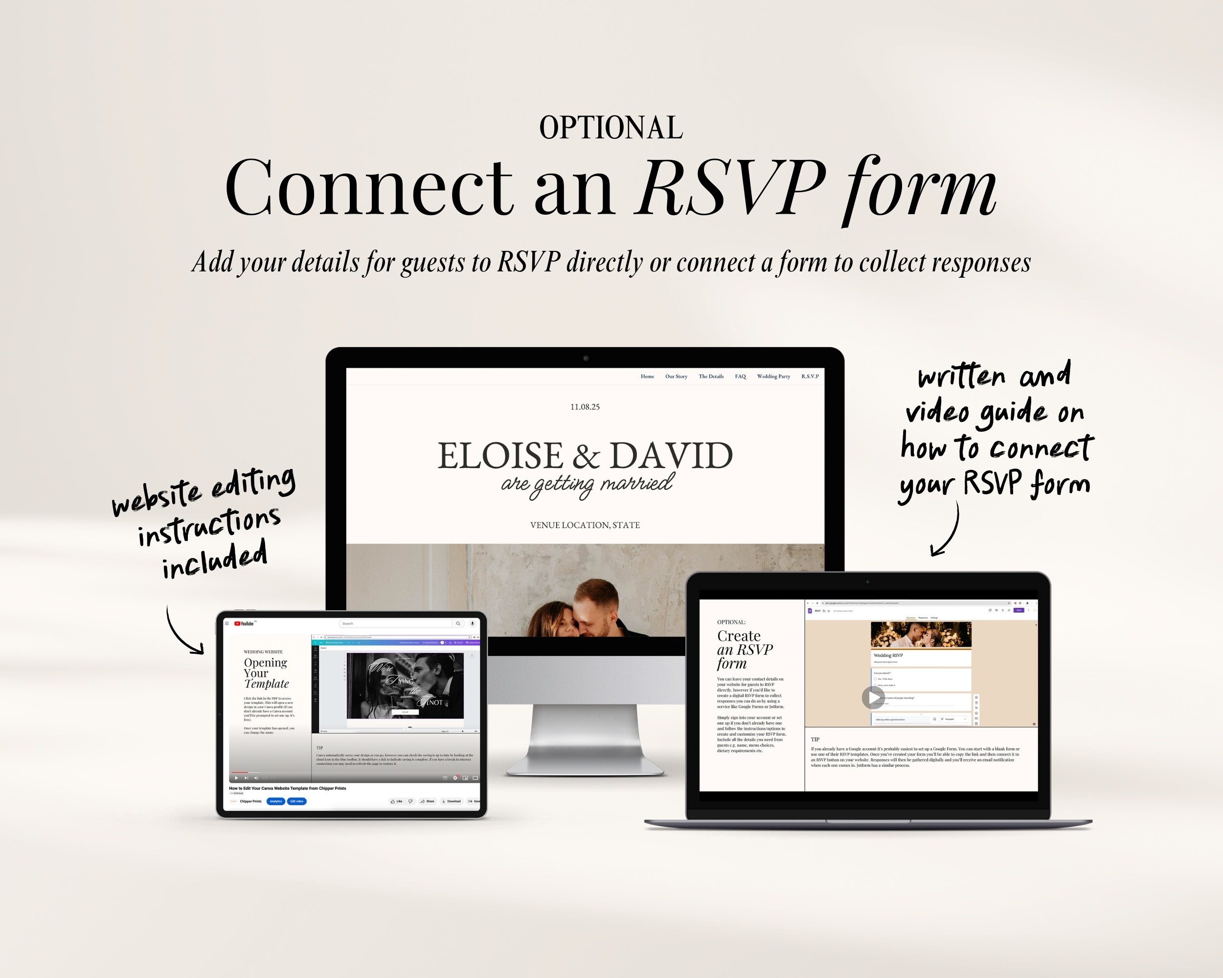 Canva Wedding Website Template for Digital RSVP, Elegant & Minimal ...