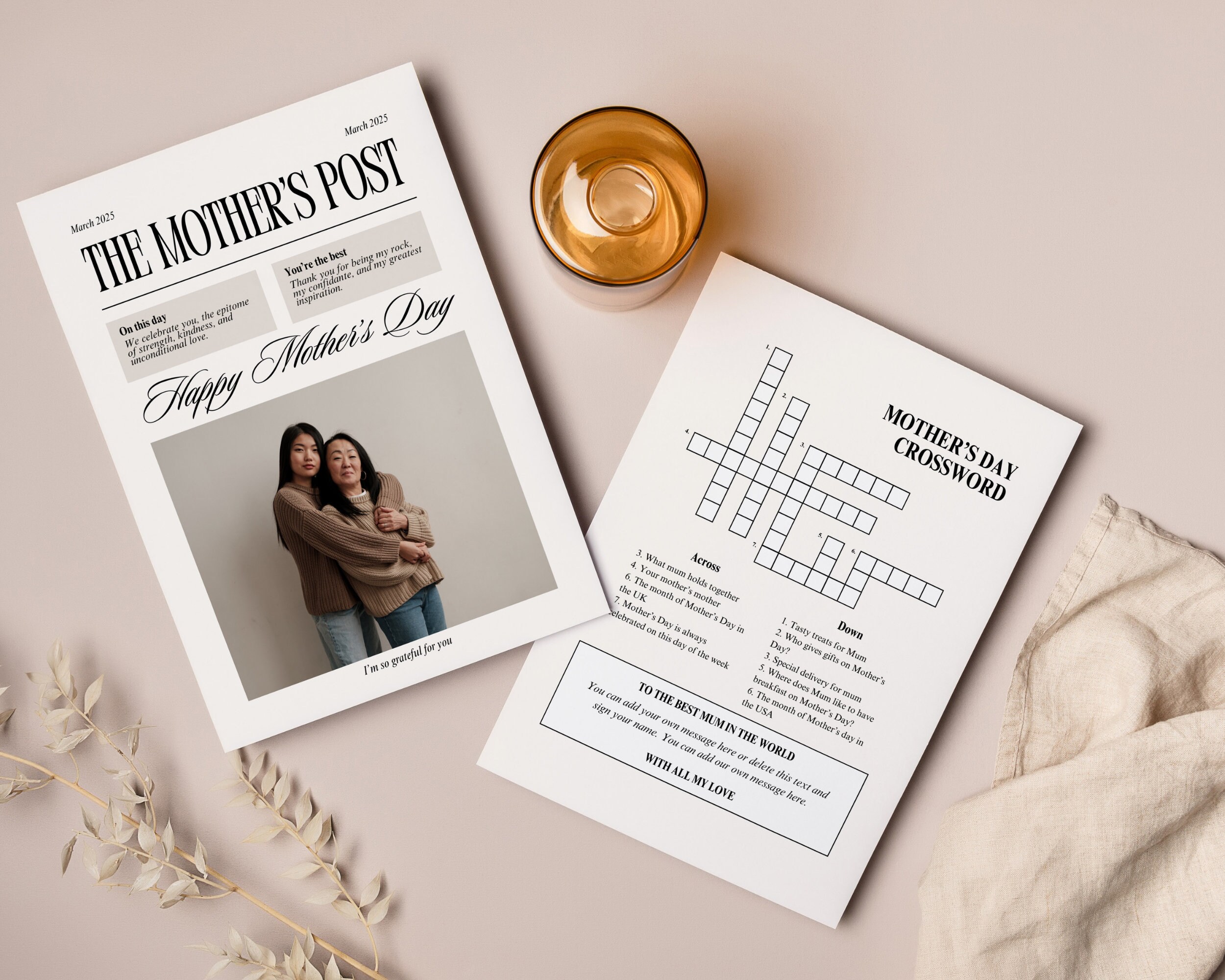 Mothers Day Newspaper Template, Greeting Card for Mum & Mom, Printable ...