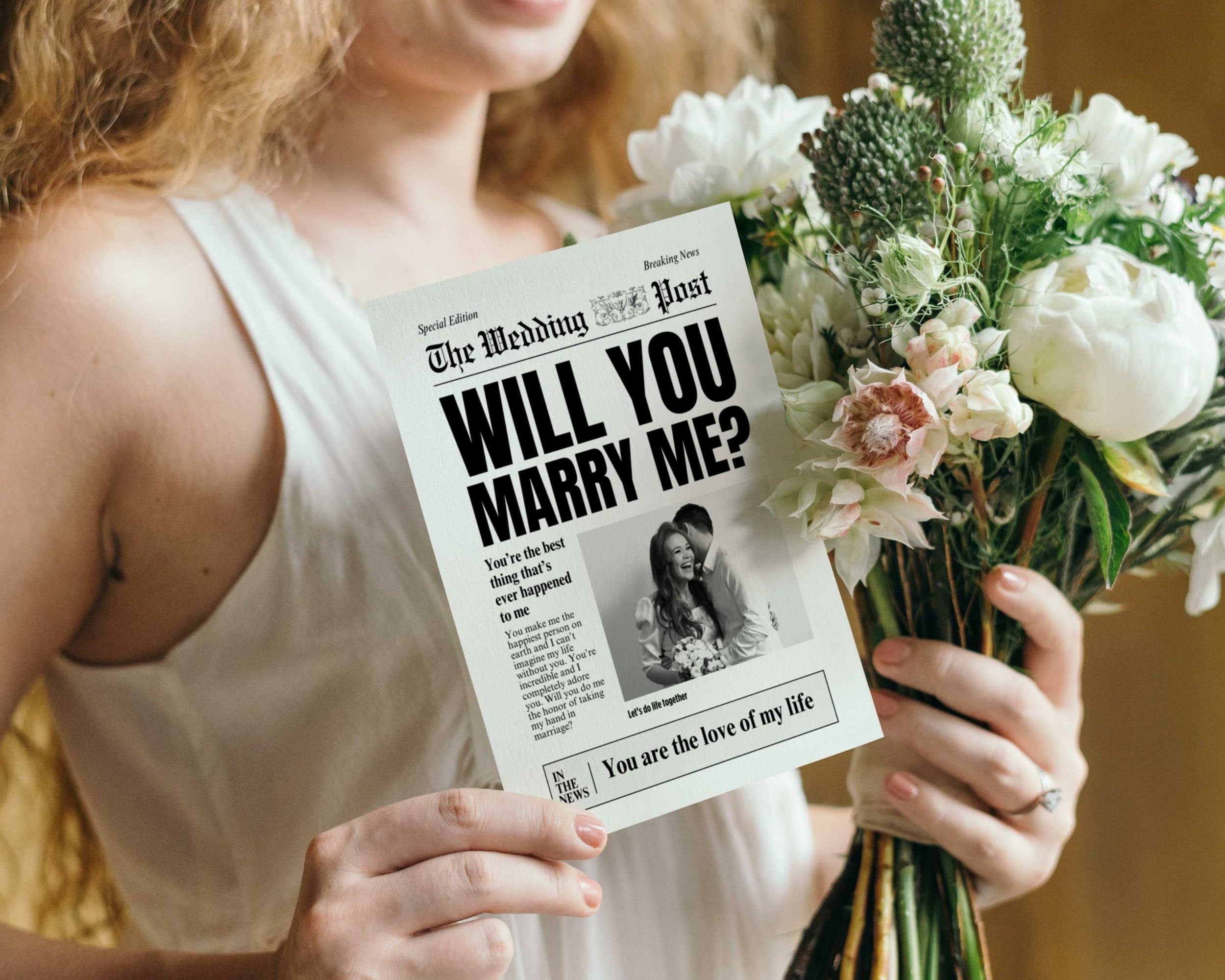 Will You Marry Me Proposal Newspaper Template, Engagement Idea ...