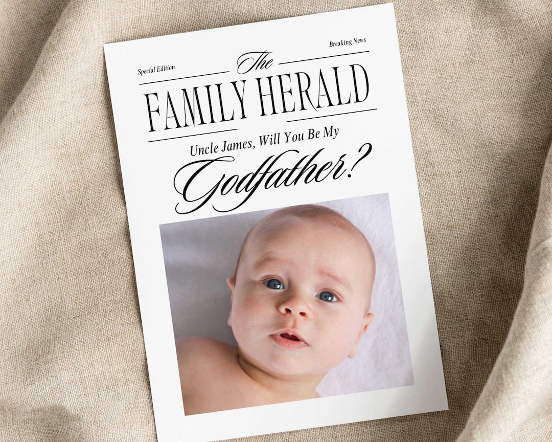 Will You Be My Godfather Proposal, Newspaper Template for Godparent ...