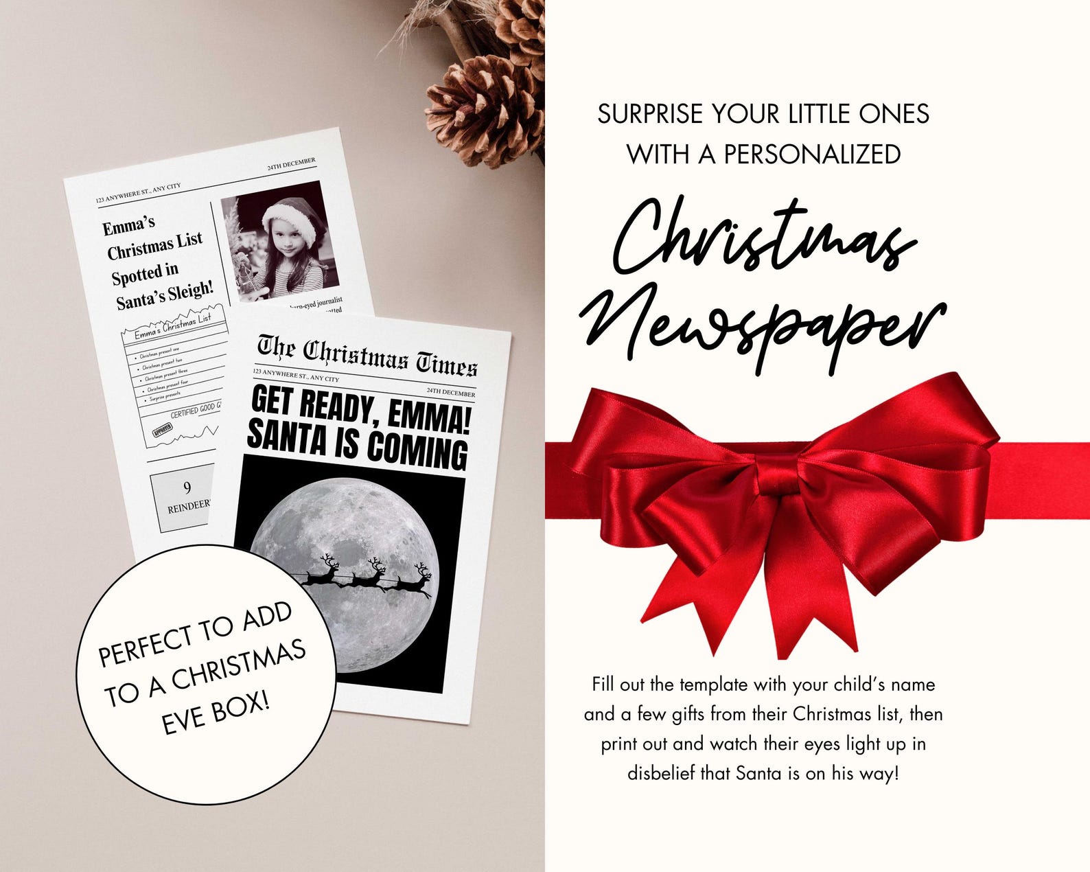 Christmas Newspaper Template, Editable in Canva, Christmas Eve Box ...