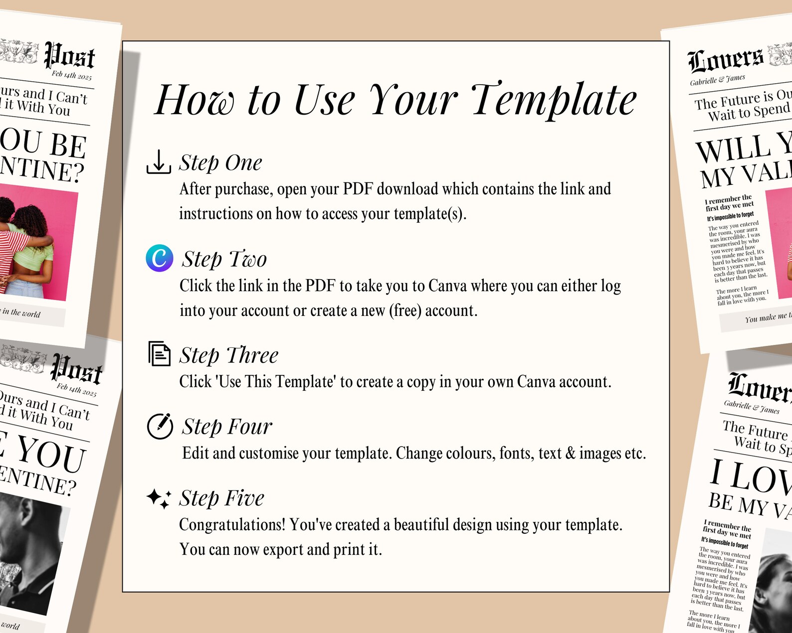 Be My Valentine Newspaper Template for Partner, Bestie or Galentine ...